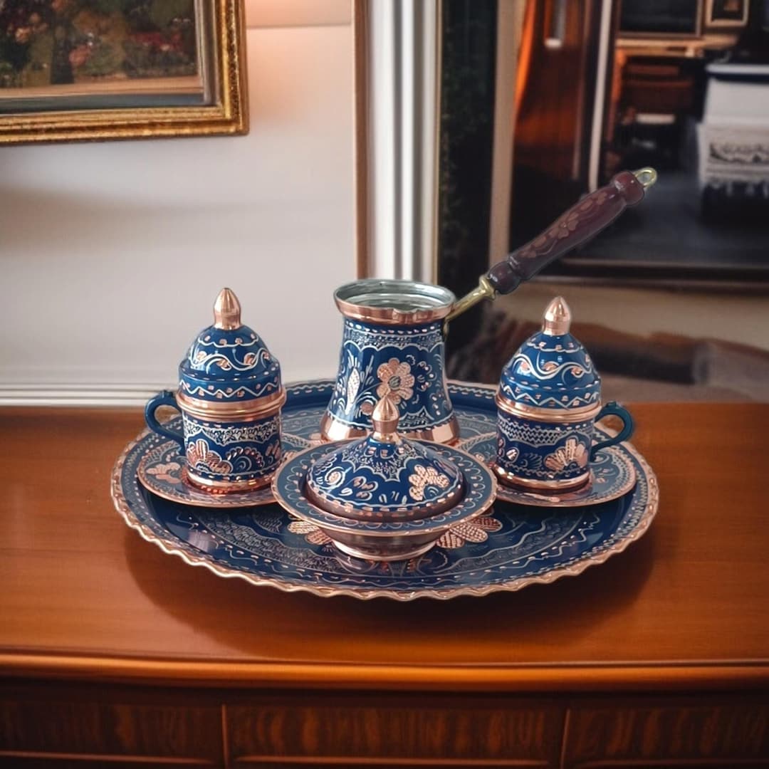 Turkish Coffee Set, Turkish Coffee Cup Set, Copper Coffee Set, Copper ...