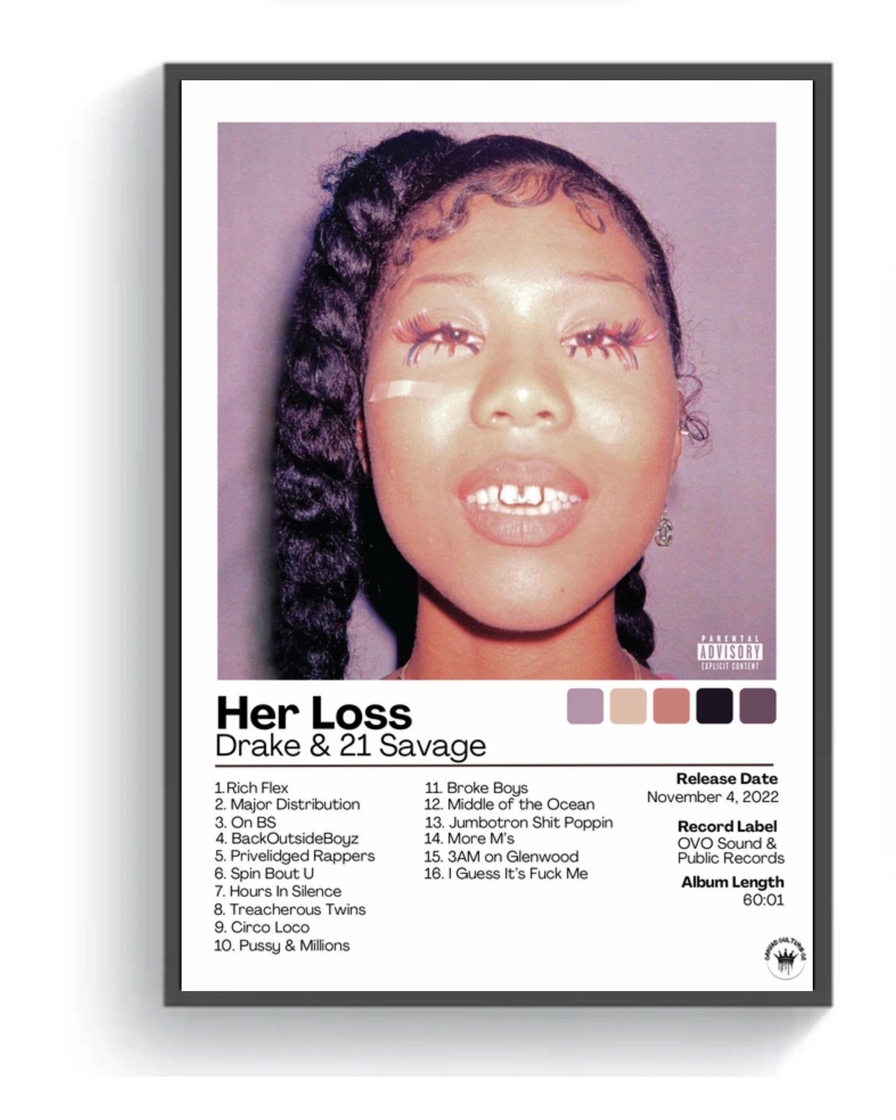 Drake Her Loss Album Cover Poster, Wall Art, Printable, Digital Poster ...