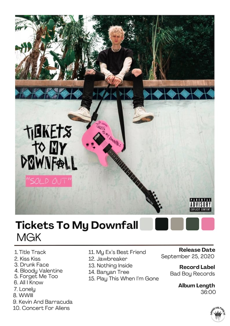 MGK Tickets to My Downfall Album Cover Poster, Wall Art, Printable ...