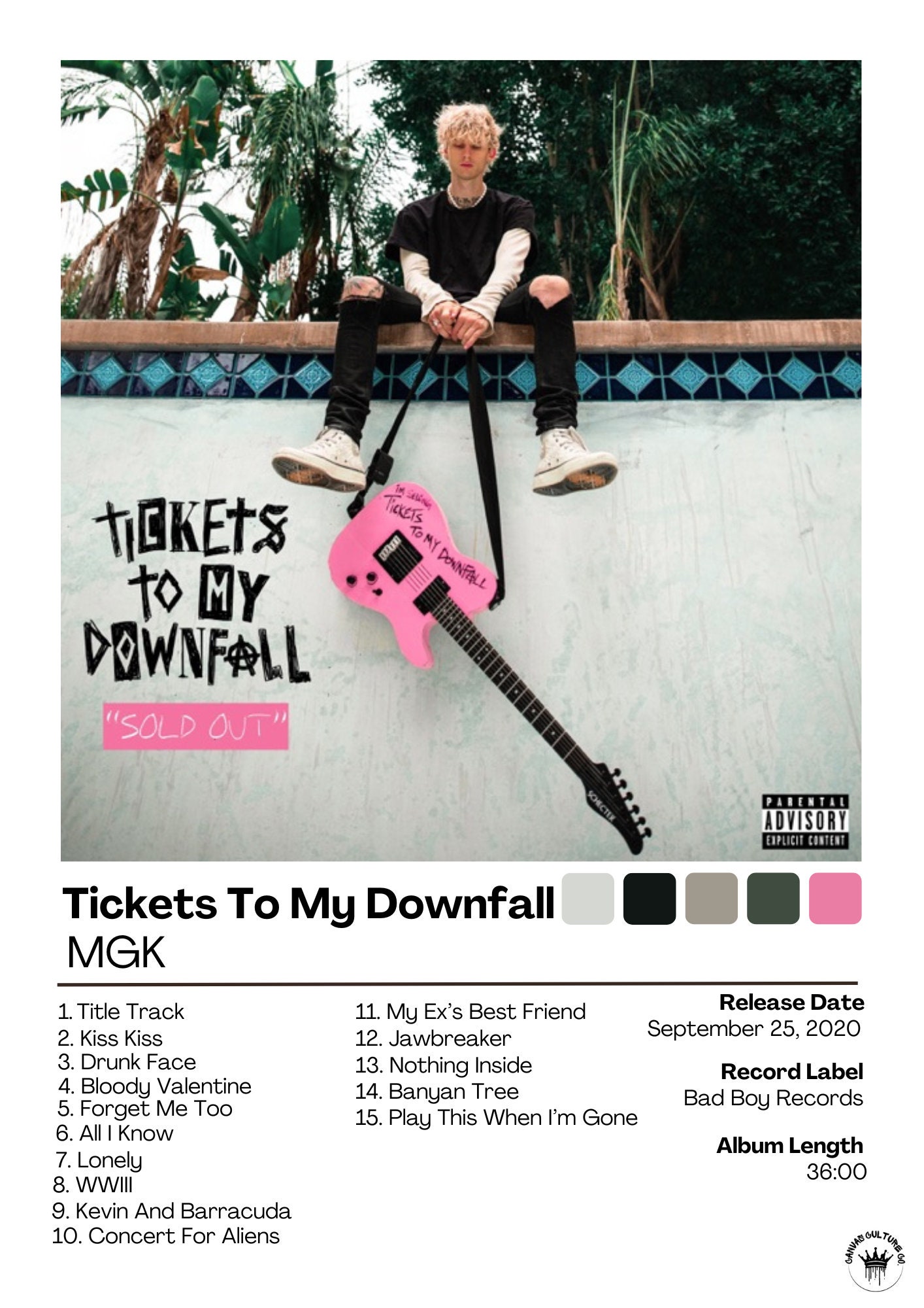 MGK Tickets to My Downfall Album Cover Poster, Wall Art, Printable, Digital Poster, Download ...