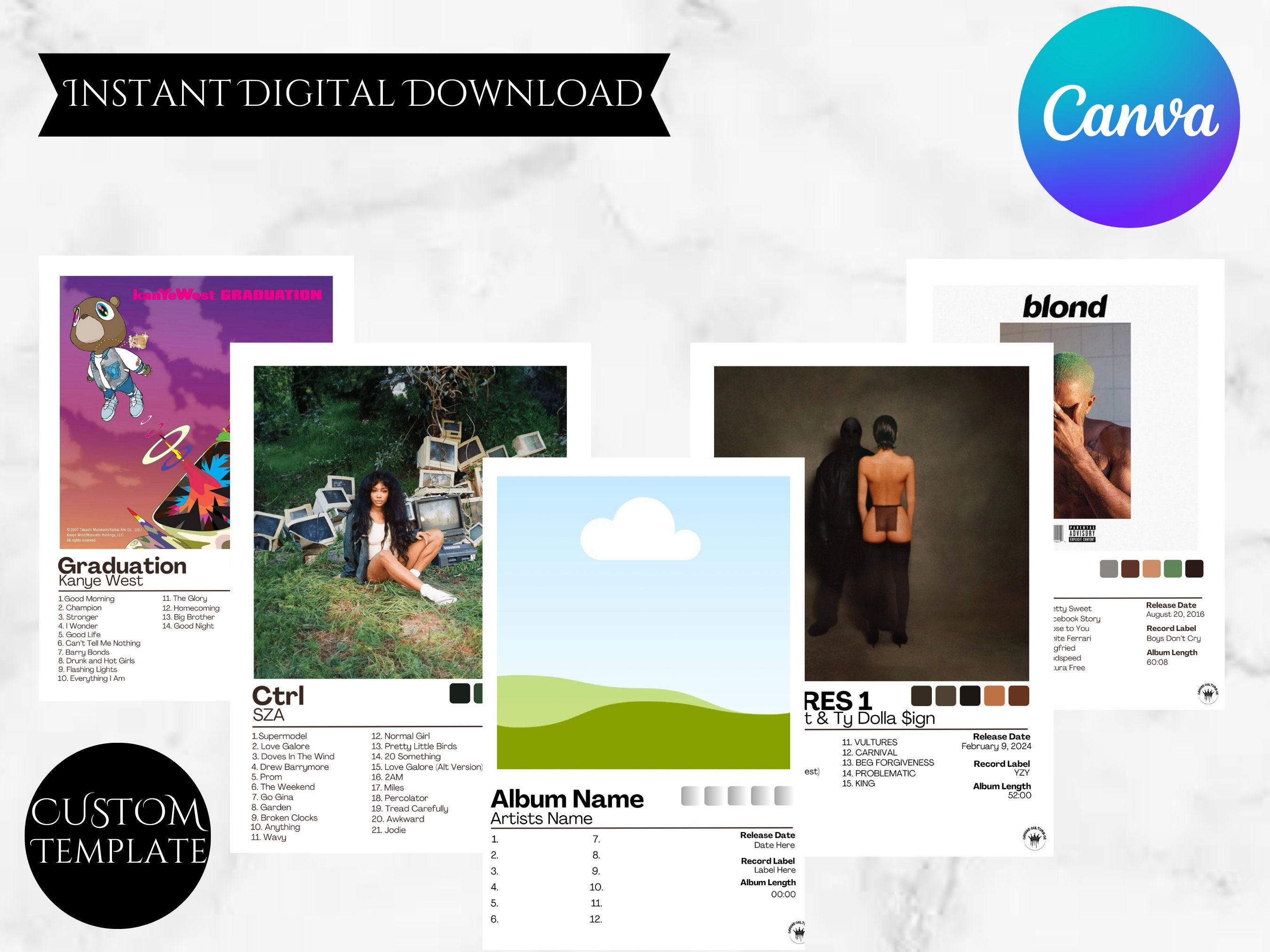 Custom Album Poster, Customisable Digitsl Music Poster, Album Poster ...