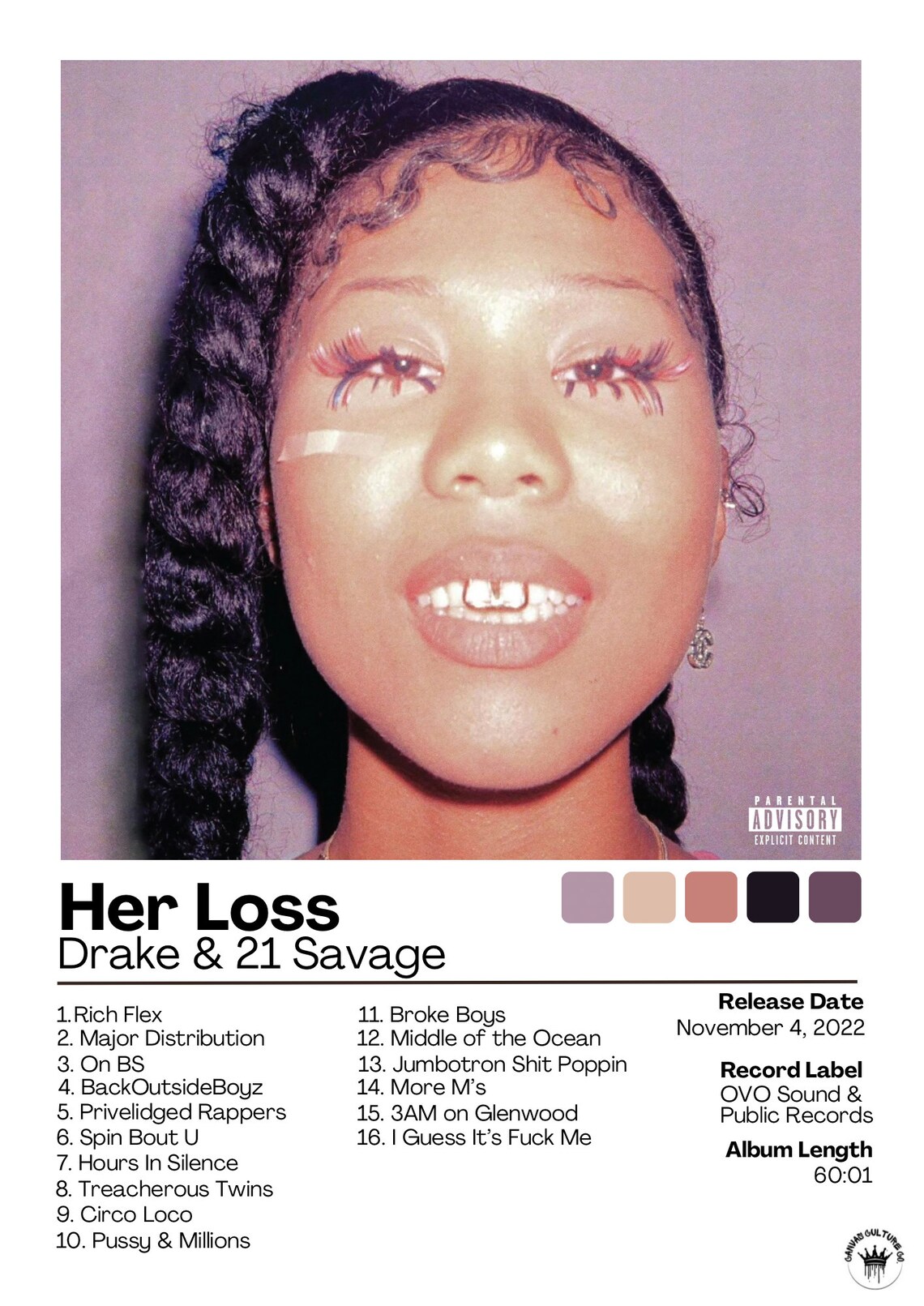 Drake Her Loss Album Cover Poster, Wall Art, Printable, Digital Poster ...