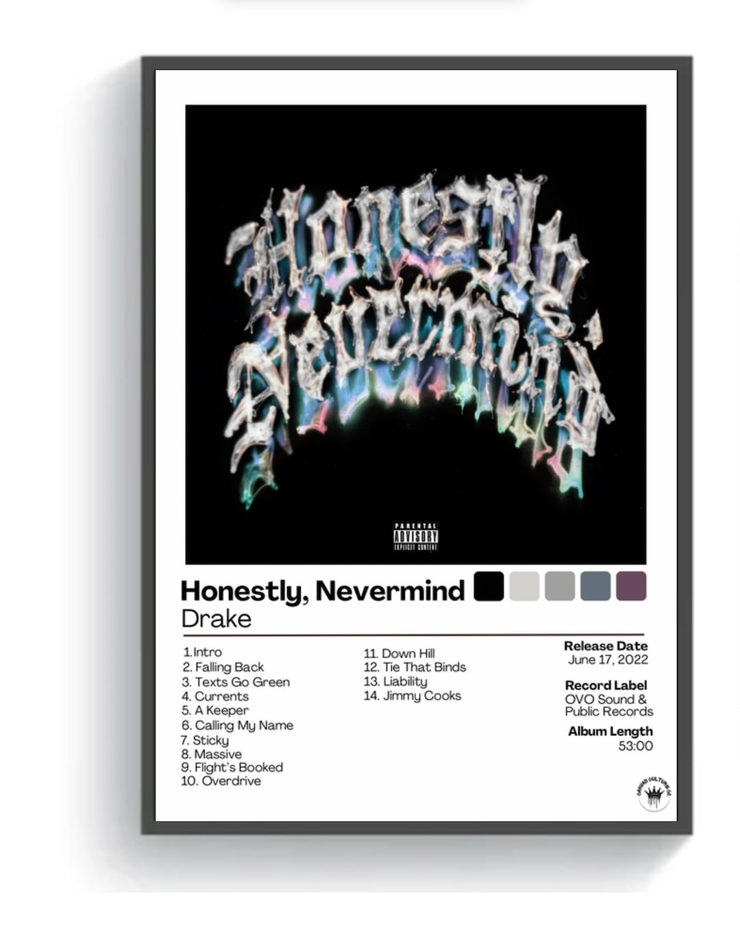 Drake Honestly Nevermind Album Cover Poster, Wall Art, Printable ...