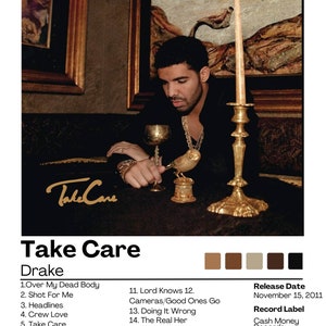Drake Take Care Album Cover Poster, Wall Art, Printable, Digital Poster ...