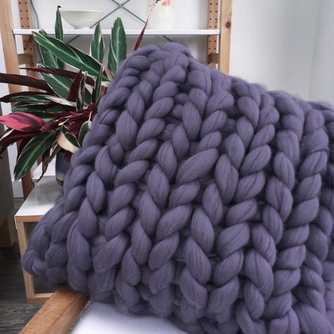 Hand Knitted Chunky Wool Cushion, 50cm Square – Jumbo 100% Merino Wool ...