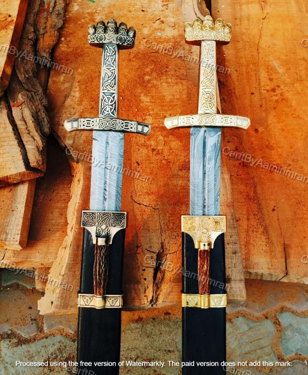 Hand Forged Real Damascus Steel Sword With Ornate and Newly Designed ...