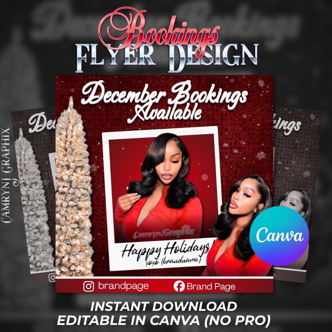 December Bookings Flyer Template: Customizable Christmas Design (canva ...