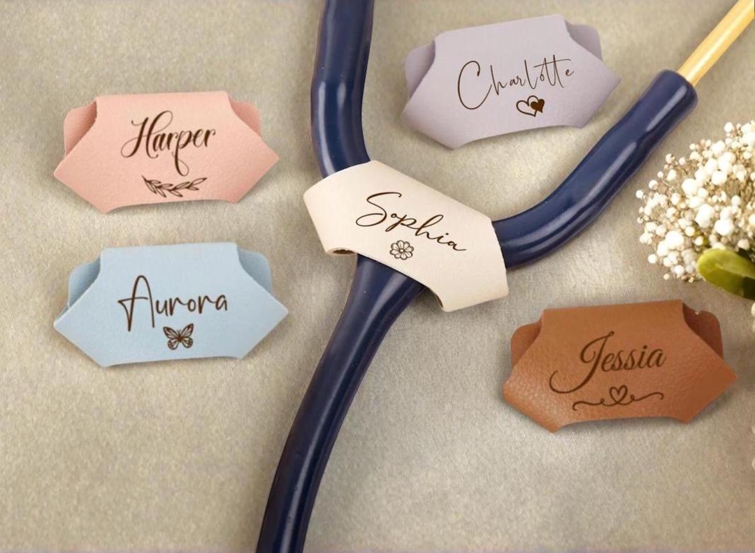 Engraved Stethoscope ID Tag, Leather Stethoscope Name Tag, Custom ...