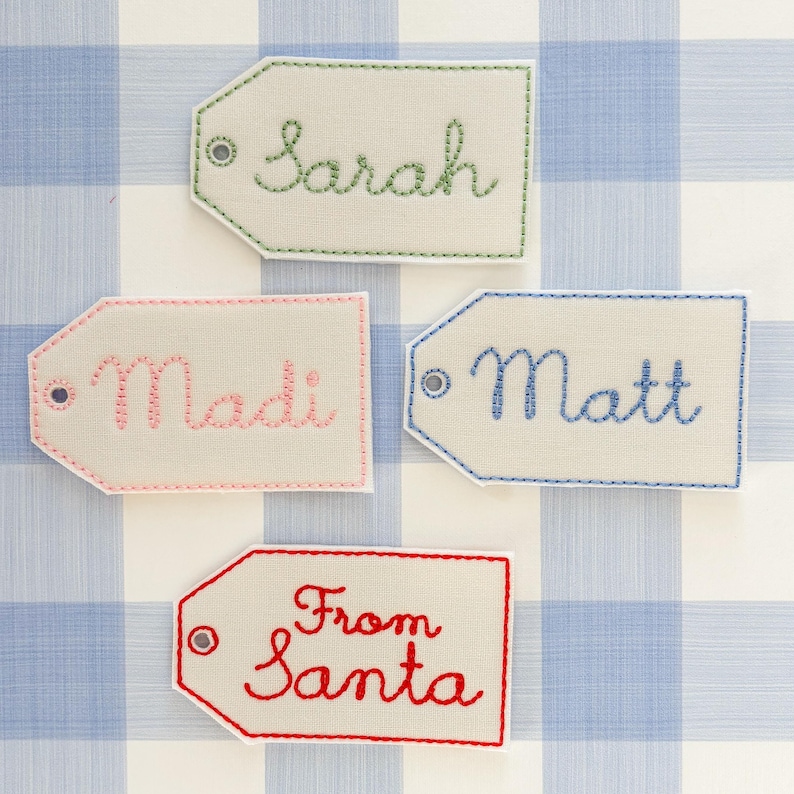 Custom Embroidered Christmas Gift Tags - Monogram or Name ...