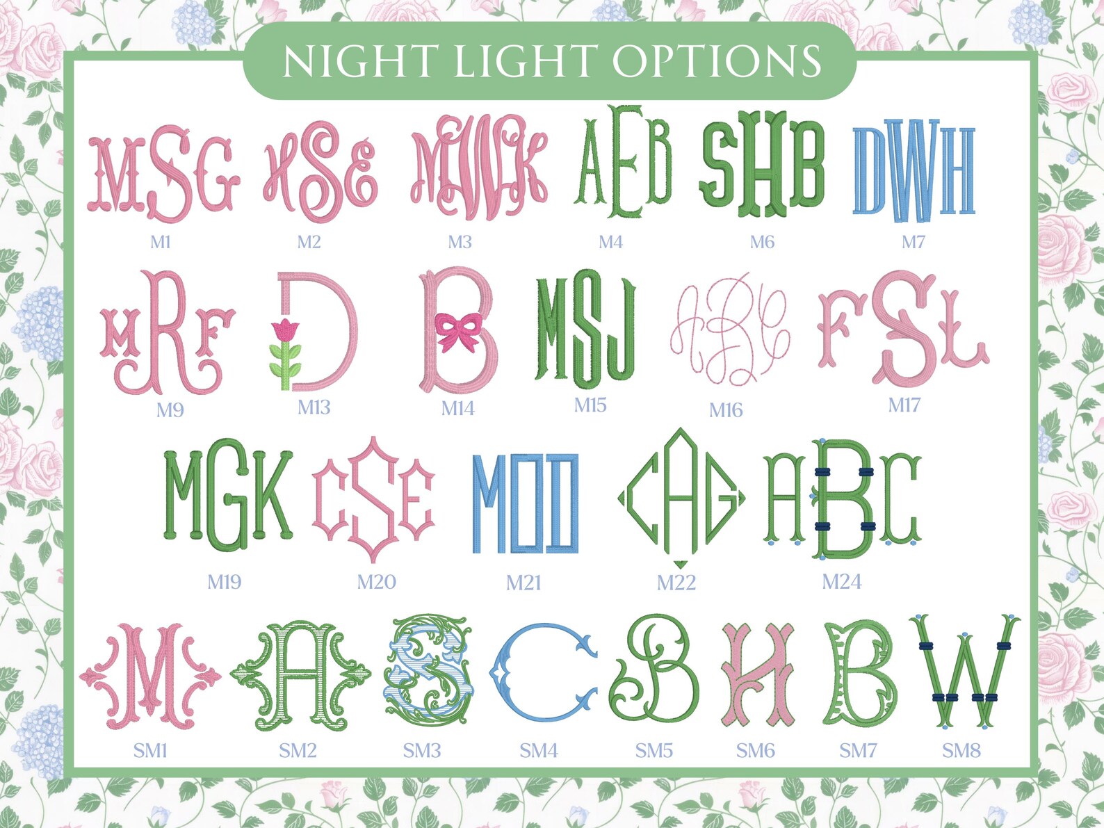 Custom Embroidered Monogram Night Light: Personalized Nursery Decor - Etsy