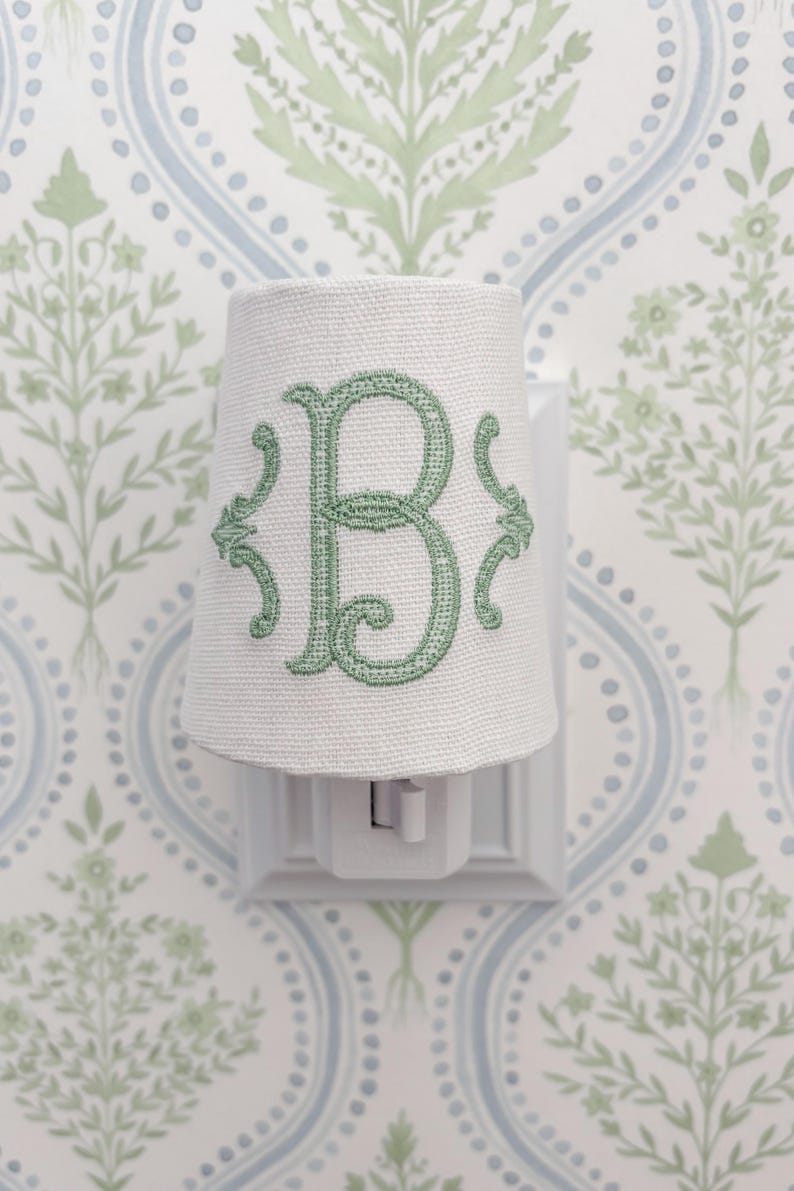 Custom Embroidered Initial Monogram Night Light: Personalized Nursery ...