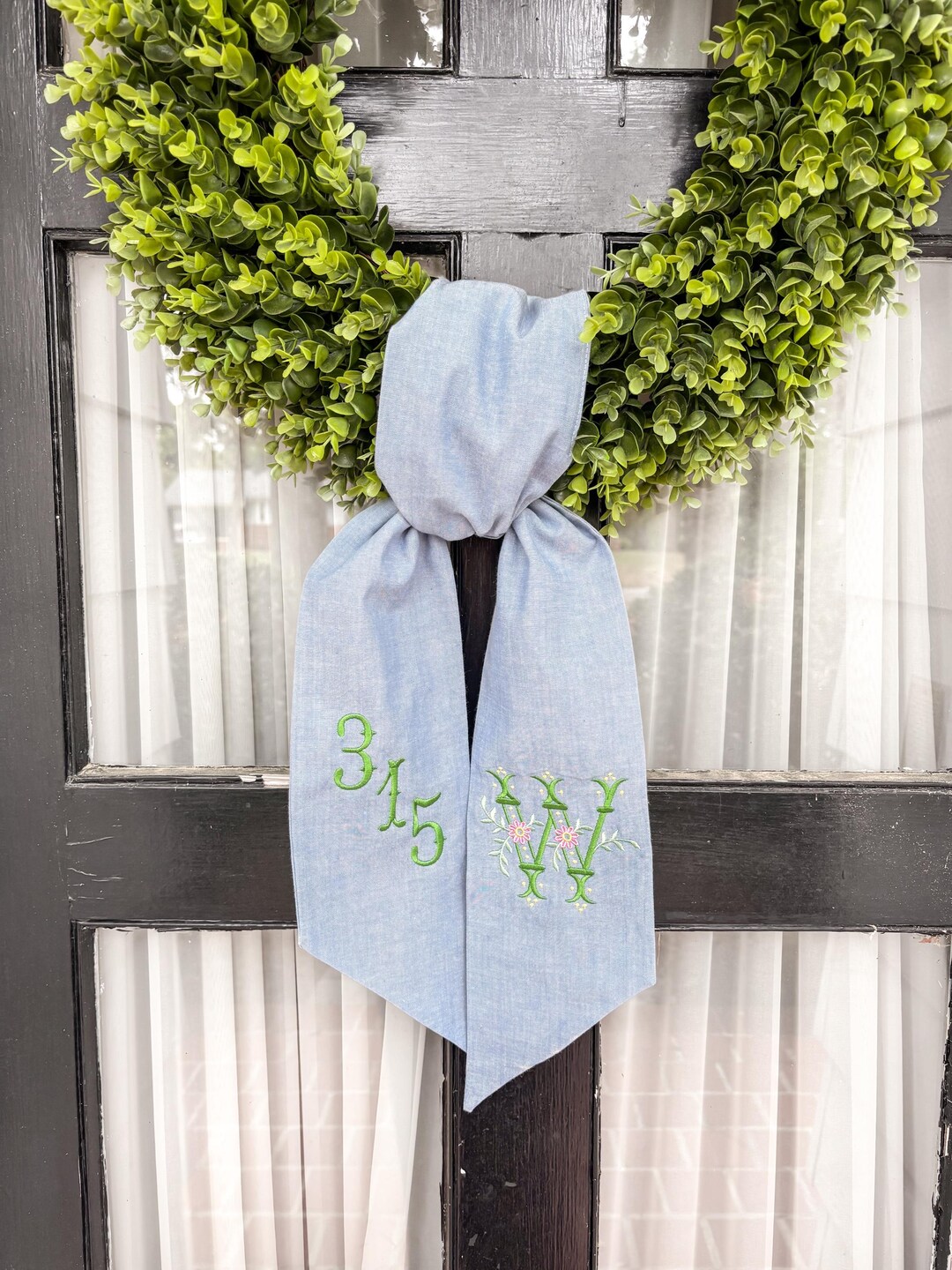 Wreath Sash for Spring Summer With Custom Embroidered Monogram | Preppy ...