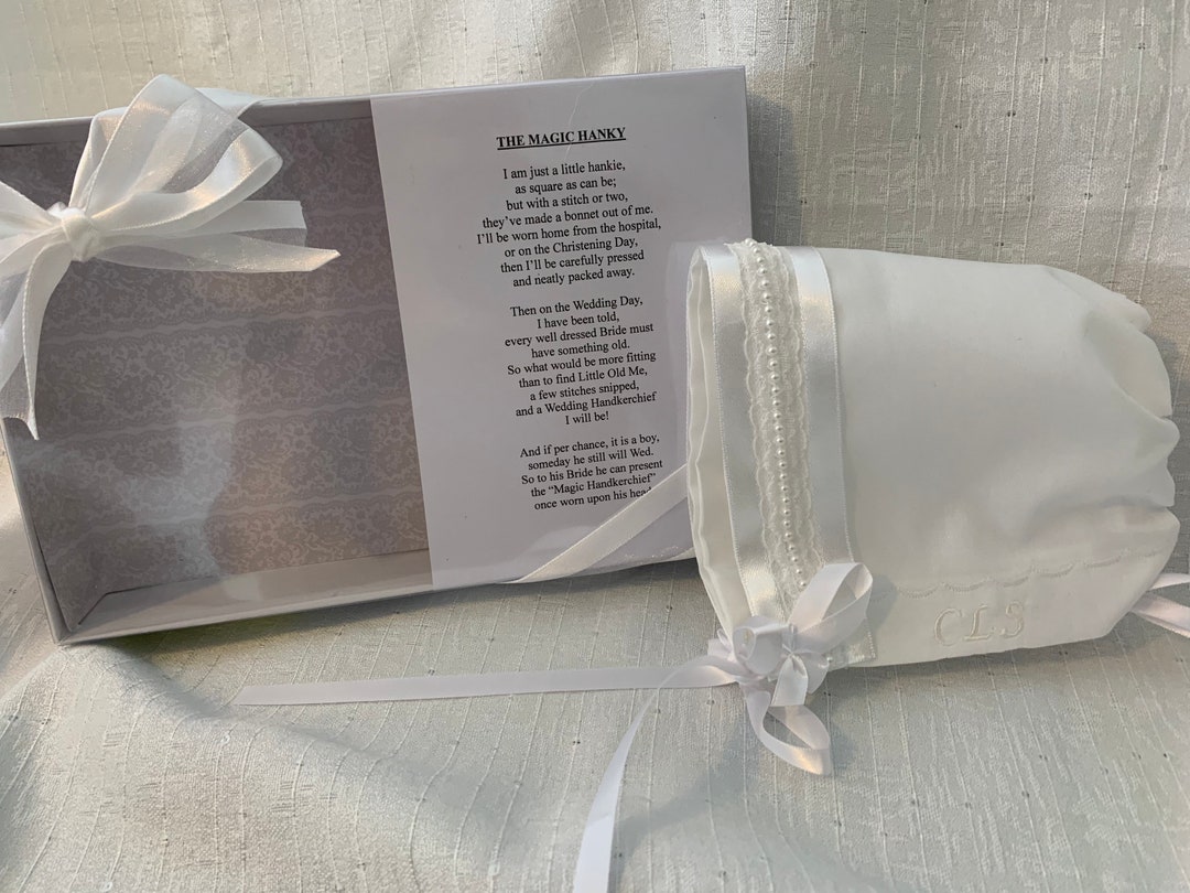 Keepsake Baby Bonnet With White Pearl Trim, Converts to Wedding ...