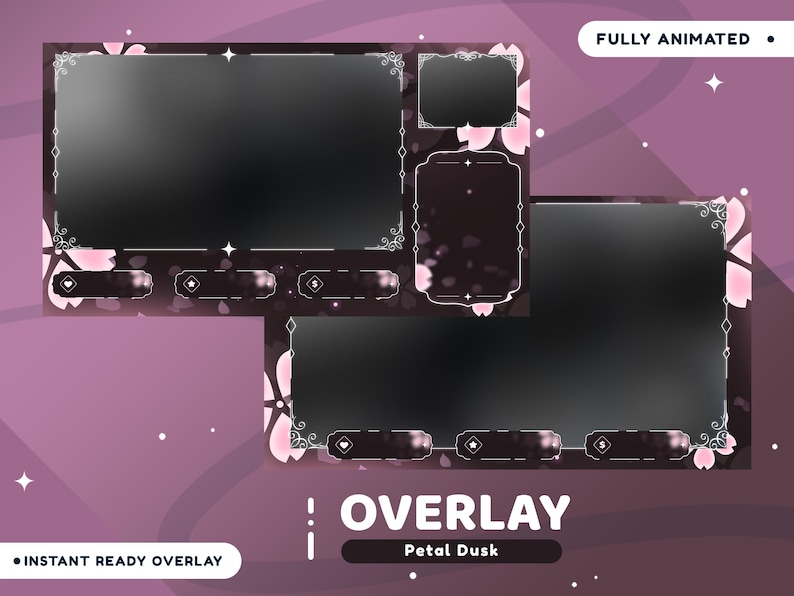 Petal Dusk Animated Stream Overlay Package for Twitch Bundle ...