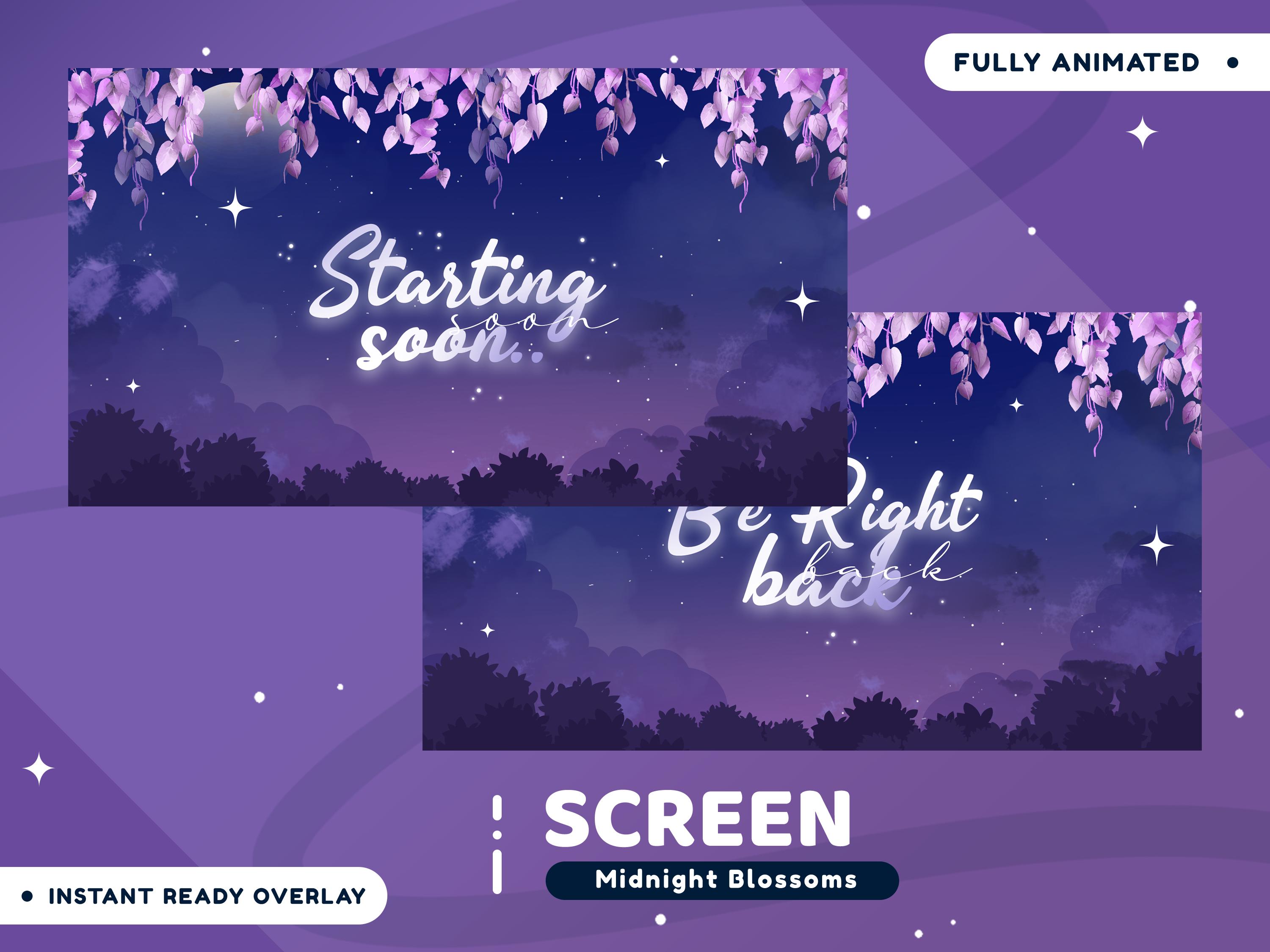 Midnight Blossom Animated Stream Screen Package for Twitch, Japan ...