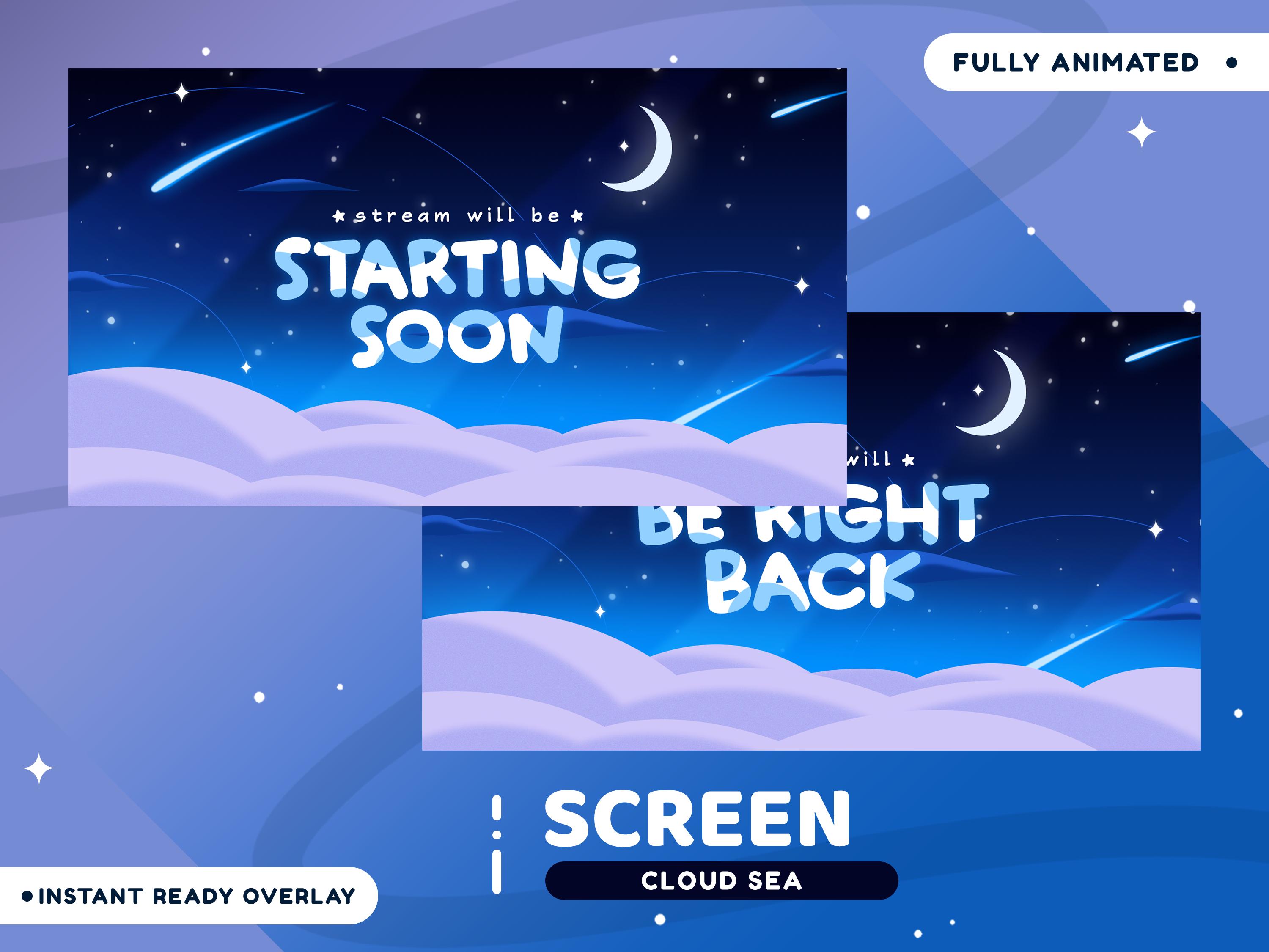 Cloud Sea Animated Stream Overlay Package for Twitch Bundle, Twitch ...