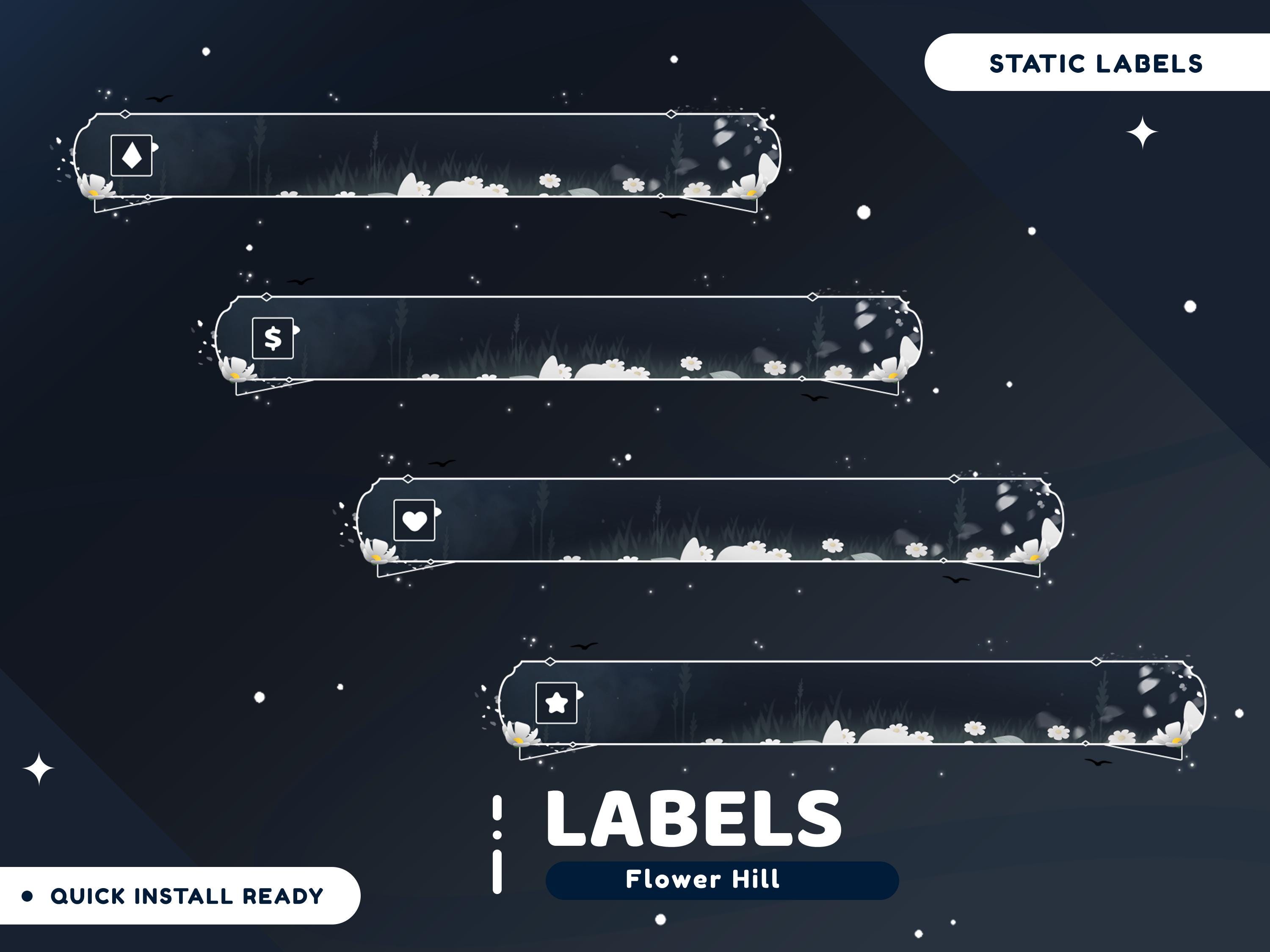 Flower Hill Animated Stream Overlay Package, Twitch Bundle, Daisy ...
