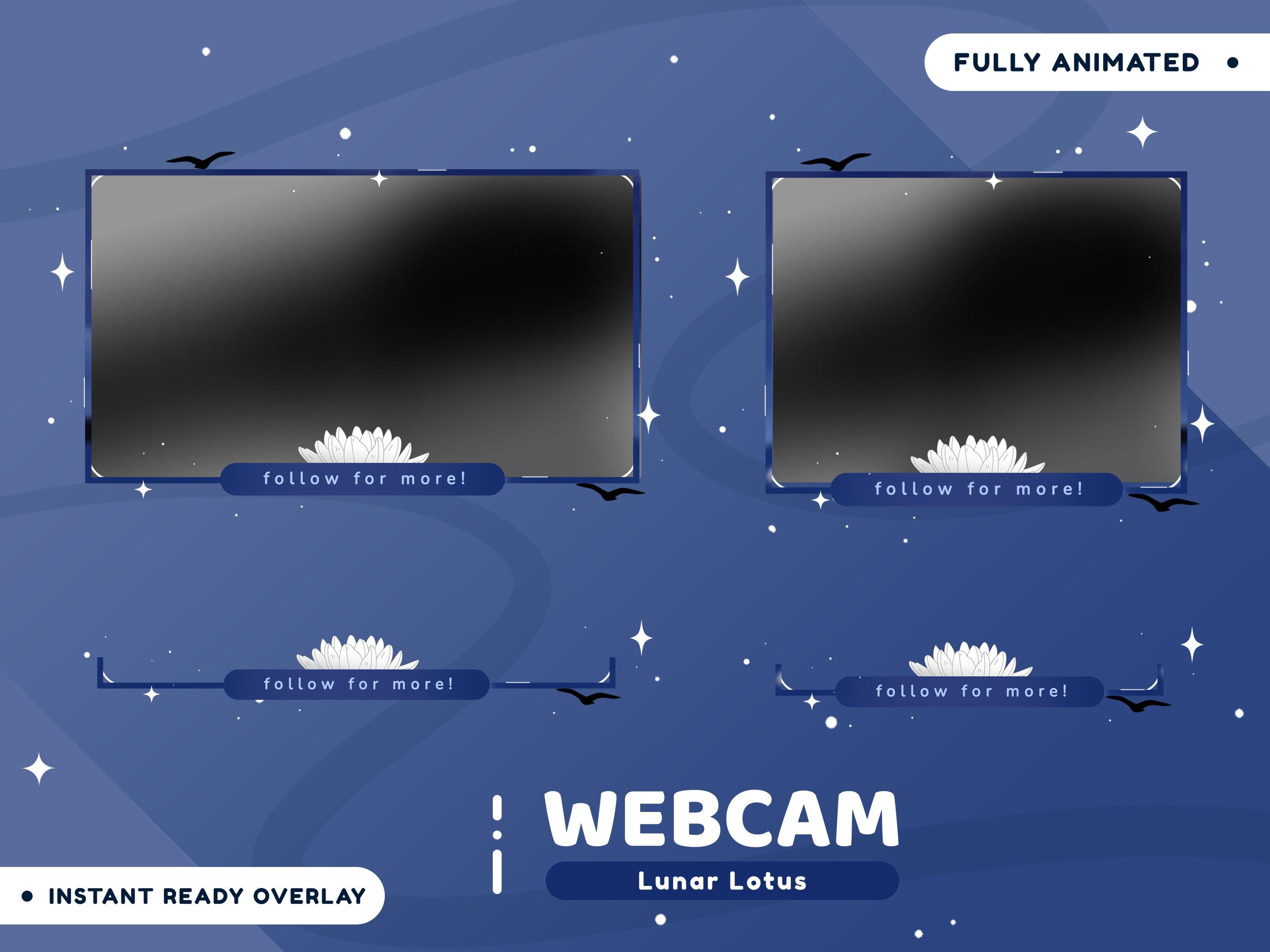 Lunar Lotus Animated Stream Overlay Package for Twitch Bundle, Night ...