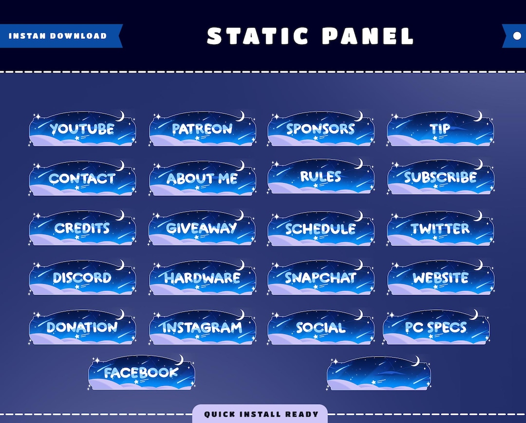 Cloud Sea Static Stream Panel Package for Twitch, Panel Overlay, Twitch ...