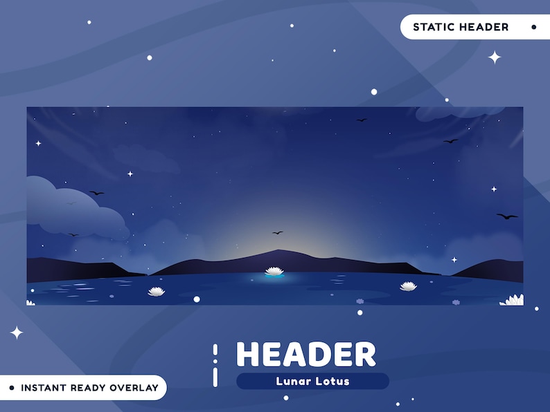 Lunar Lotus Animated Stream Overlay Package for Twitch Bundle, Night ...