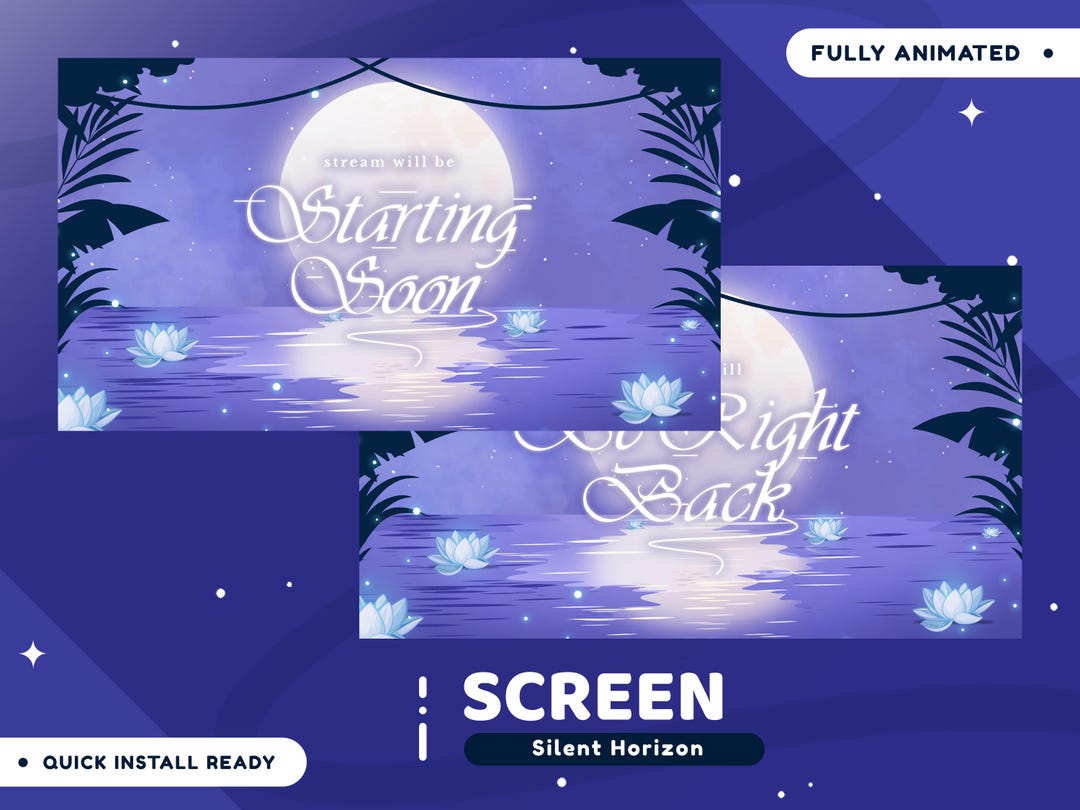 Silent Horizon Animated Stream Screen Package for Twitch, Water Lily ...