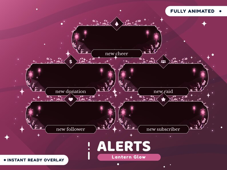 Lantern Glow Animated Stream Overlay Package for Twitch Bundle, China ...