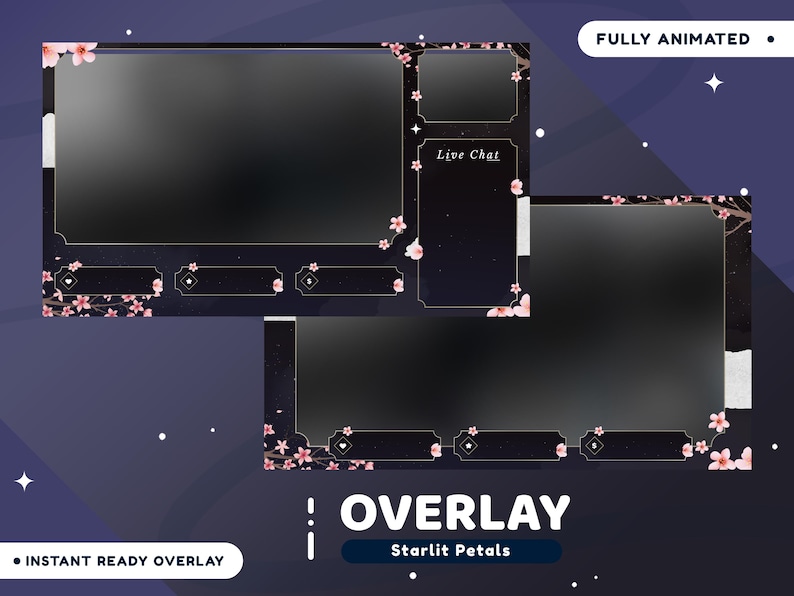 Starlit Petals Animated Stream Overlay Package for Twitch Bundle ...