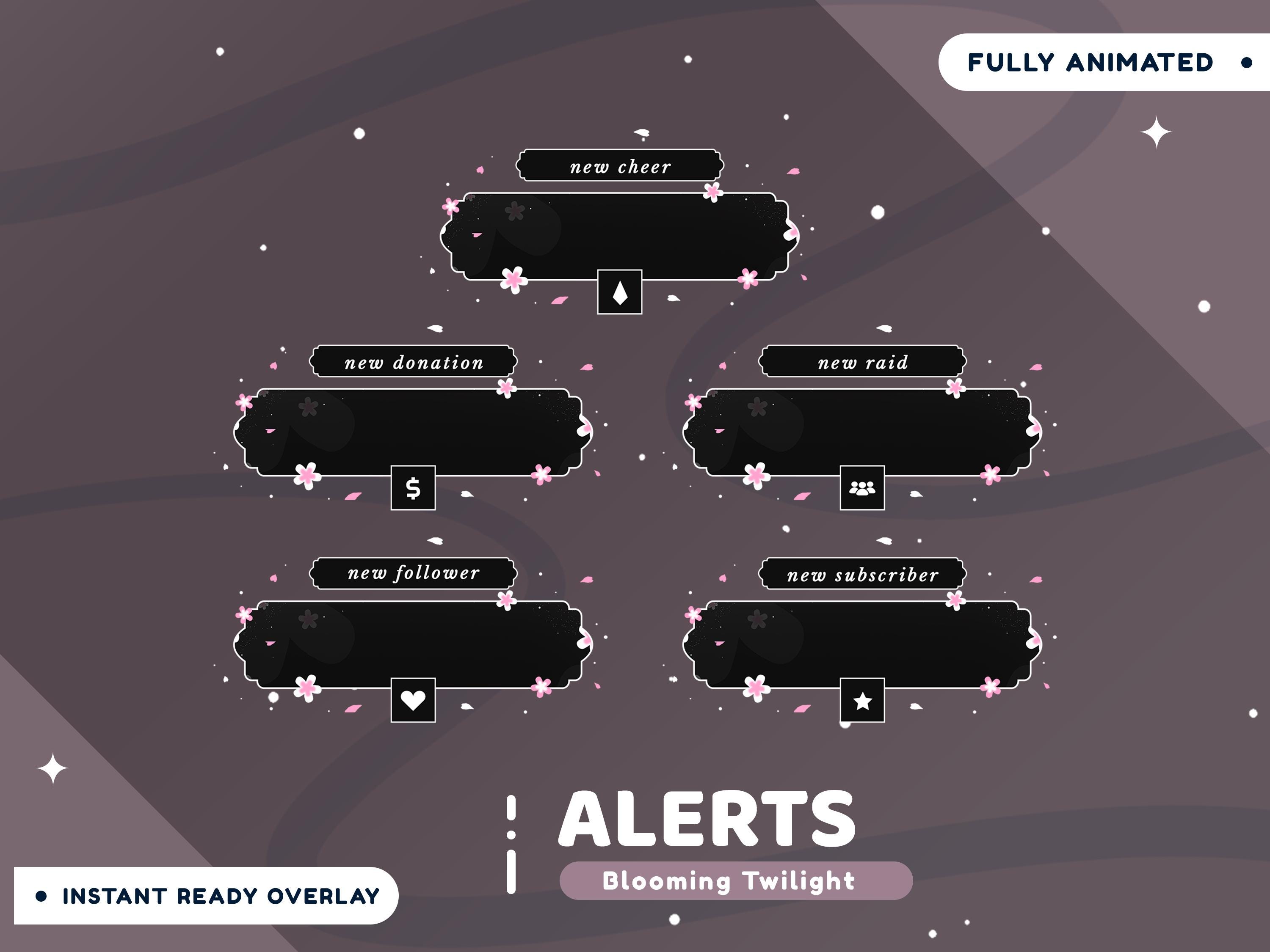 Blooming Twilight Animated Stream Overlay Package Twitch Bundle, Sakura ...