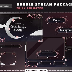 Starlit Petals Animated Stream Overlay Package for Twitch Bundle ...