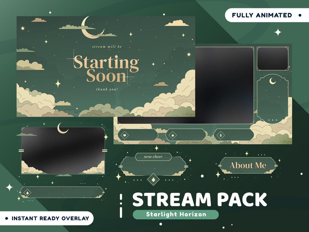 Starlight Horizon Animated Stream Overlay Package, Night Sky Overlay ...