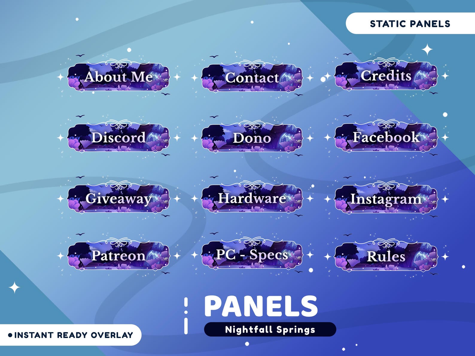 Nightfall Springs Animated Stream Overlay Package for Twitch Bundle ...