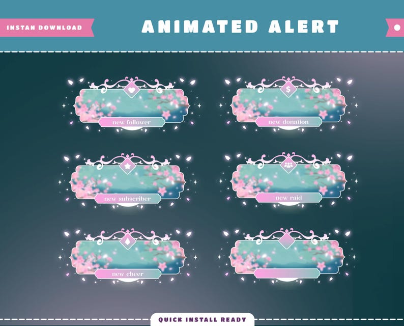 Sakura Dream Animated Stream Alert Package for Twitch Bundle, Animation ...