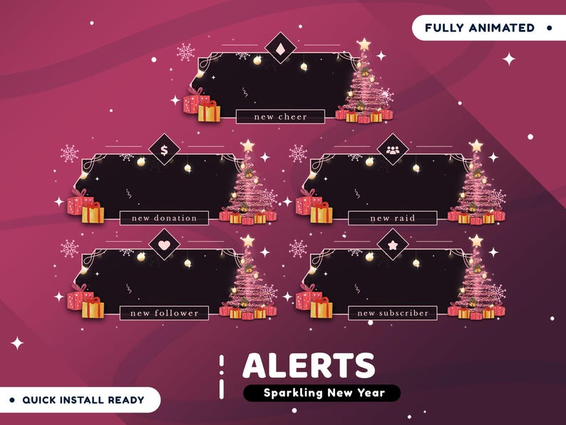 Sparkling New Year Animated Stream Overlay Package for Twitch Bundle ...