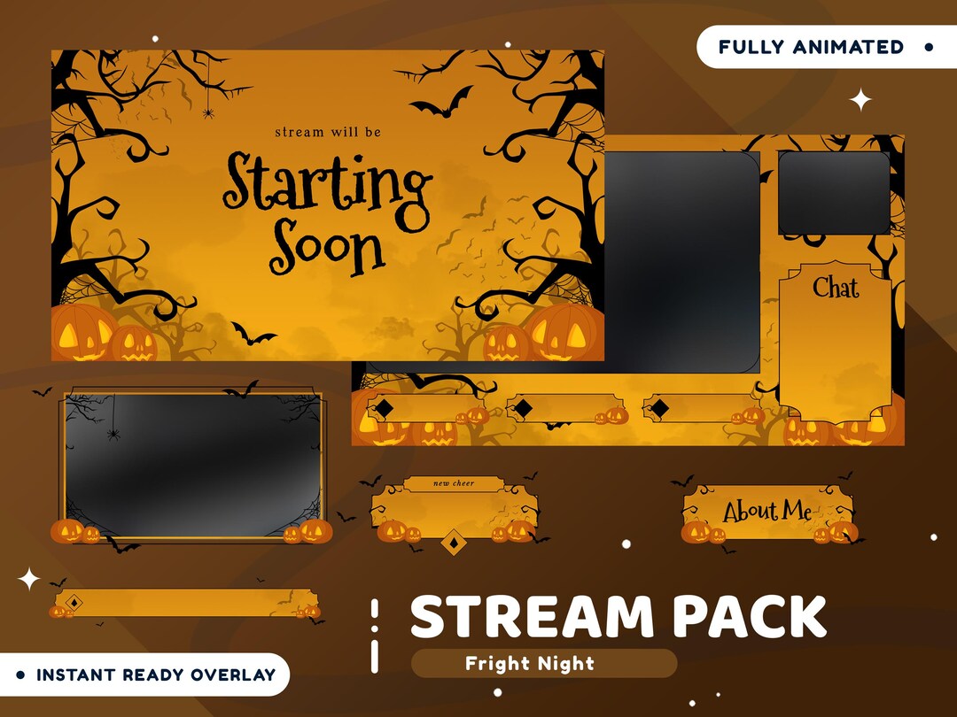 Fright Night Animated Stream Overlay Package for Twitch Bundle ...