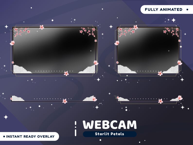 Starlit Petals Animated Stream Overlay Package for Twitch Bundle ...