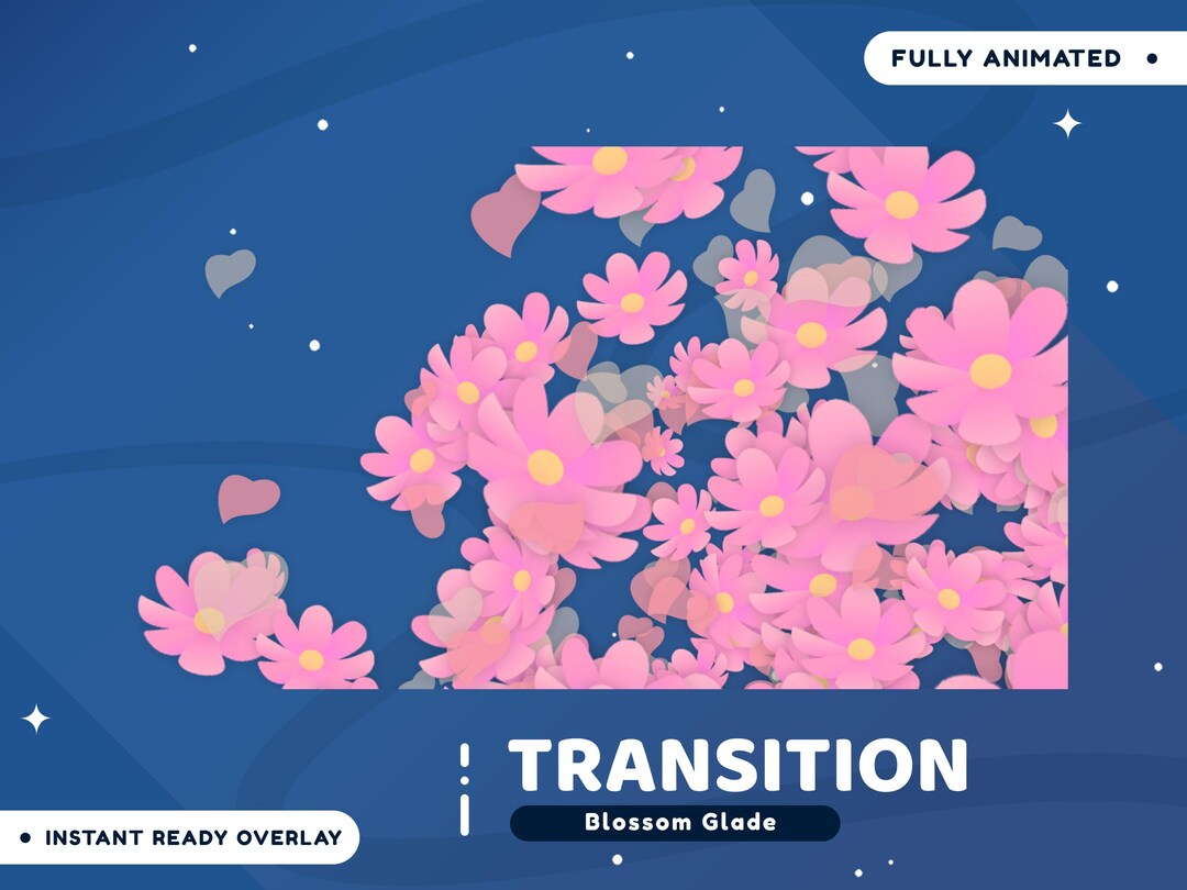Blossom Glade Animated Stream Stinger Transition Package, Pink Flower ...