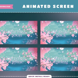 Sakura Dream Animated Stream Overlay Package for Twitch Bundle, Pink Cherry Blossom Stream ...