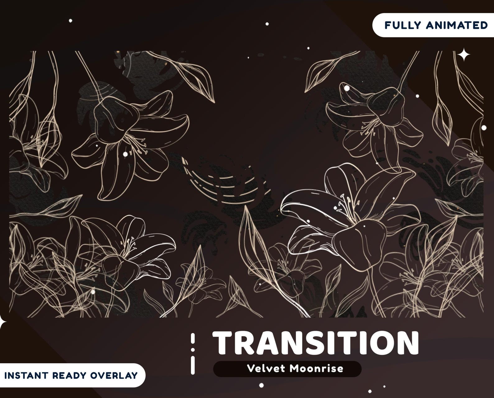 Velvet Moonrise Animated Stream Overlay Package Twitch Bundle, Black ...