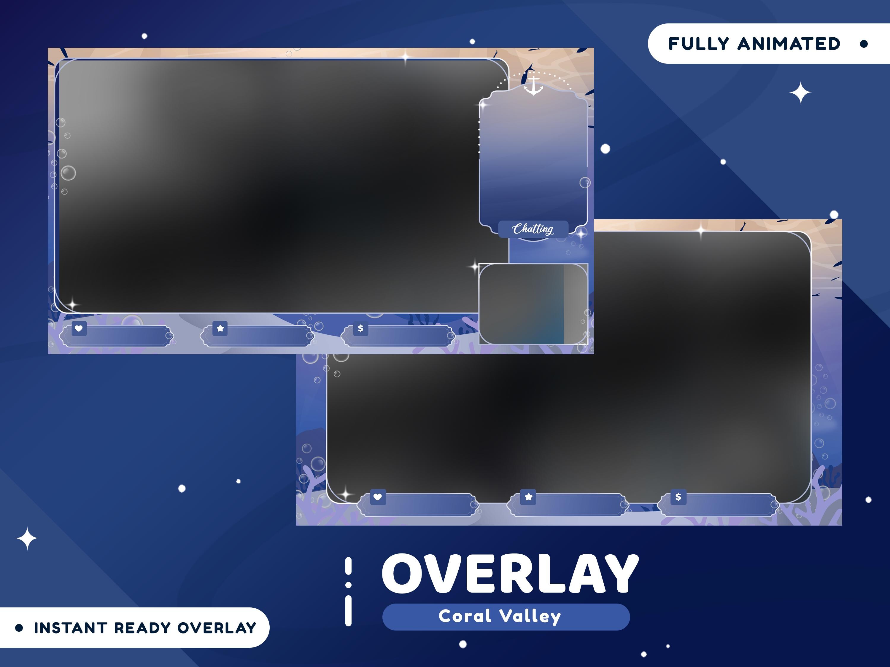Coral Valley Animated Stream Overlay Package, Overlay Twitch Bundle ...