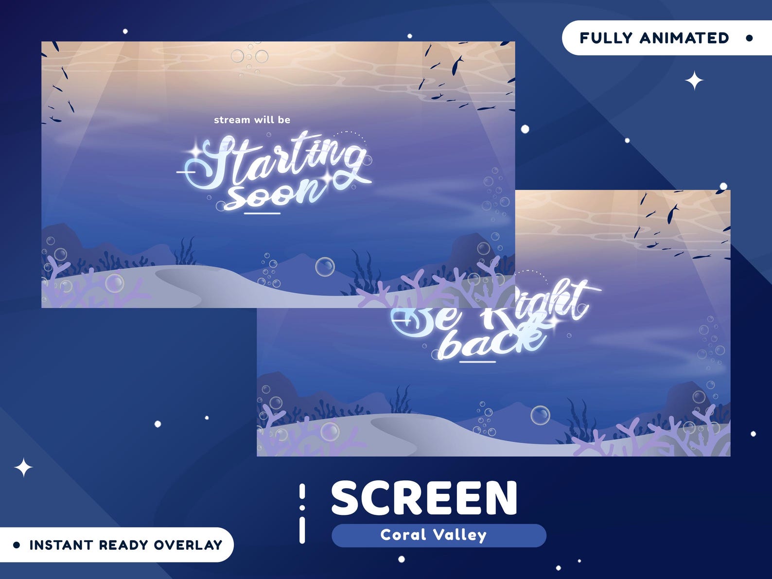 Coral Valley Animated Stream Overlay Package, Overlay Twitch Bundle ...