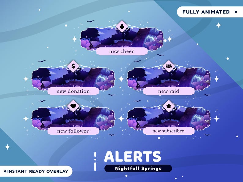 Nightfall Springs Animated Stream Alert Package for Twitch Bundle ...
