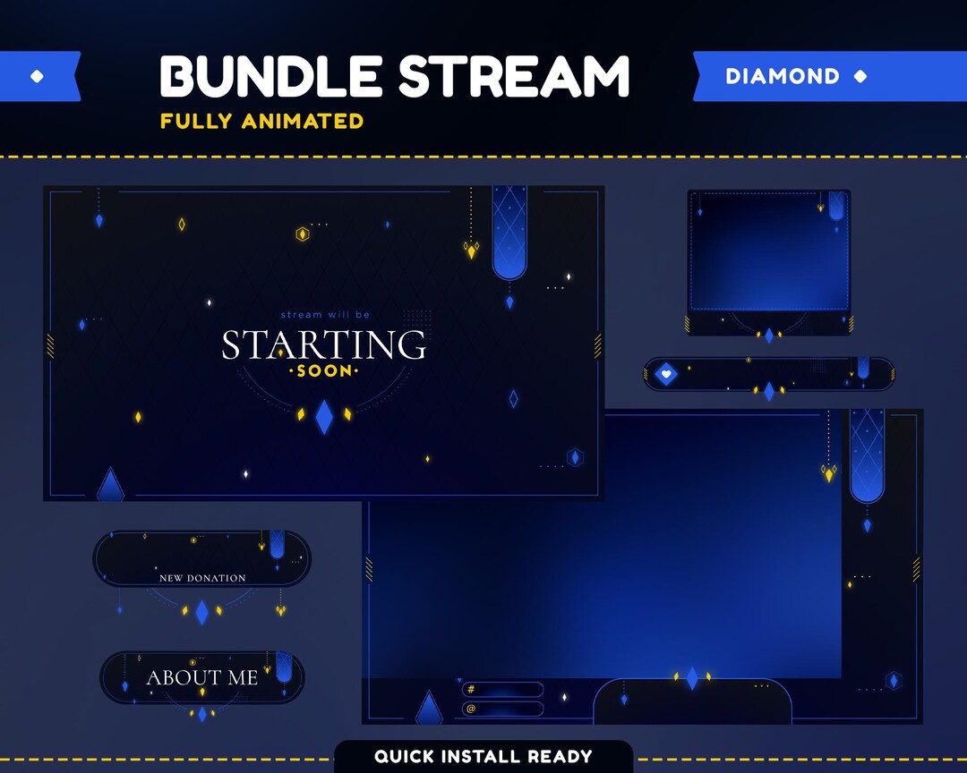 Diamond Animated Stream Overlay Package for Twitch Bundle, Twitch ...