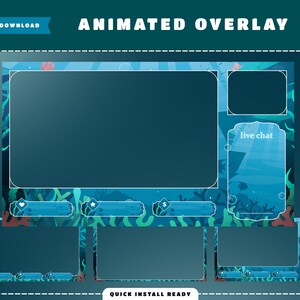 Oceanic Bloom Animated Stream Overlay Package for Twitch Bundle, Twitch ...