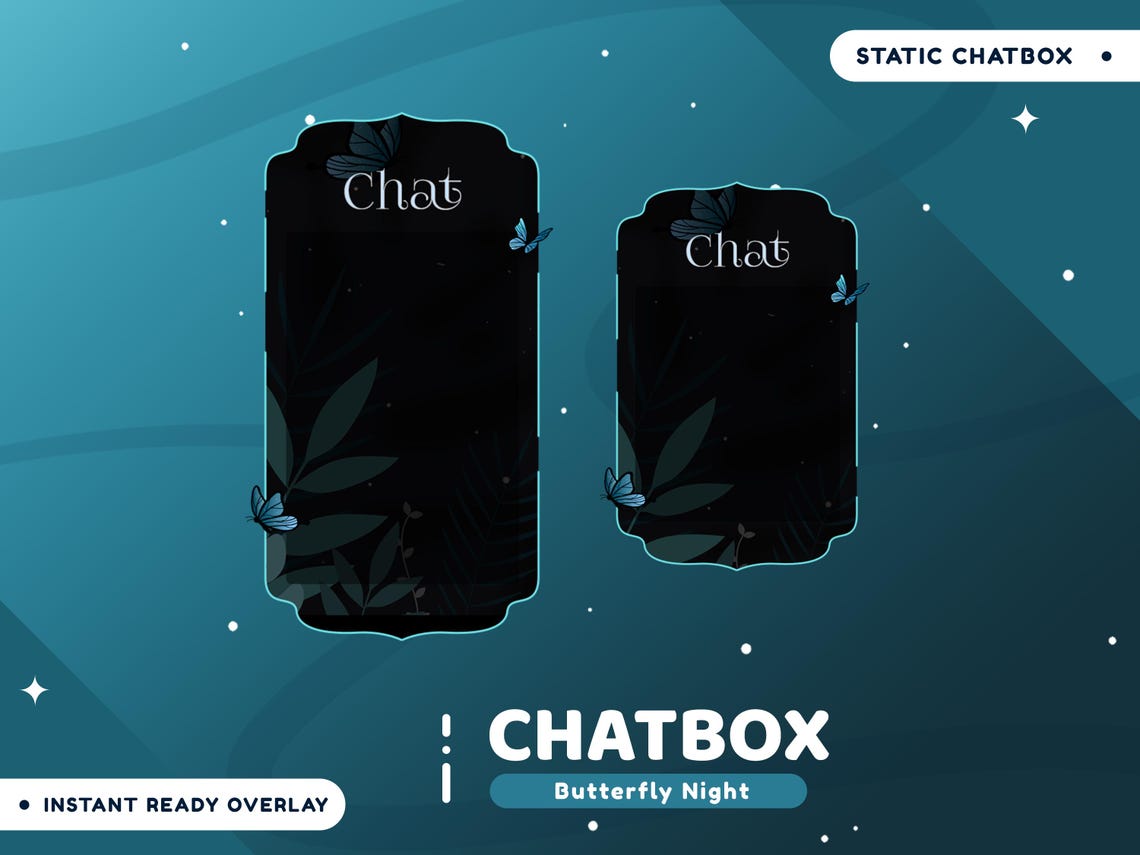 Butterfly Night Animated Stream Overlay Package for Twitch Bundle ...