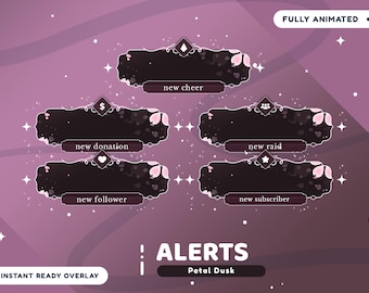 Starlit Petals Animated Stream Alert Package for Twitch Bundle ...