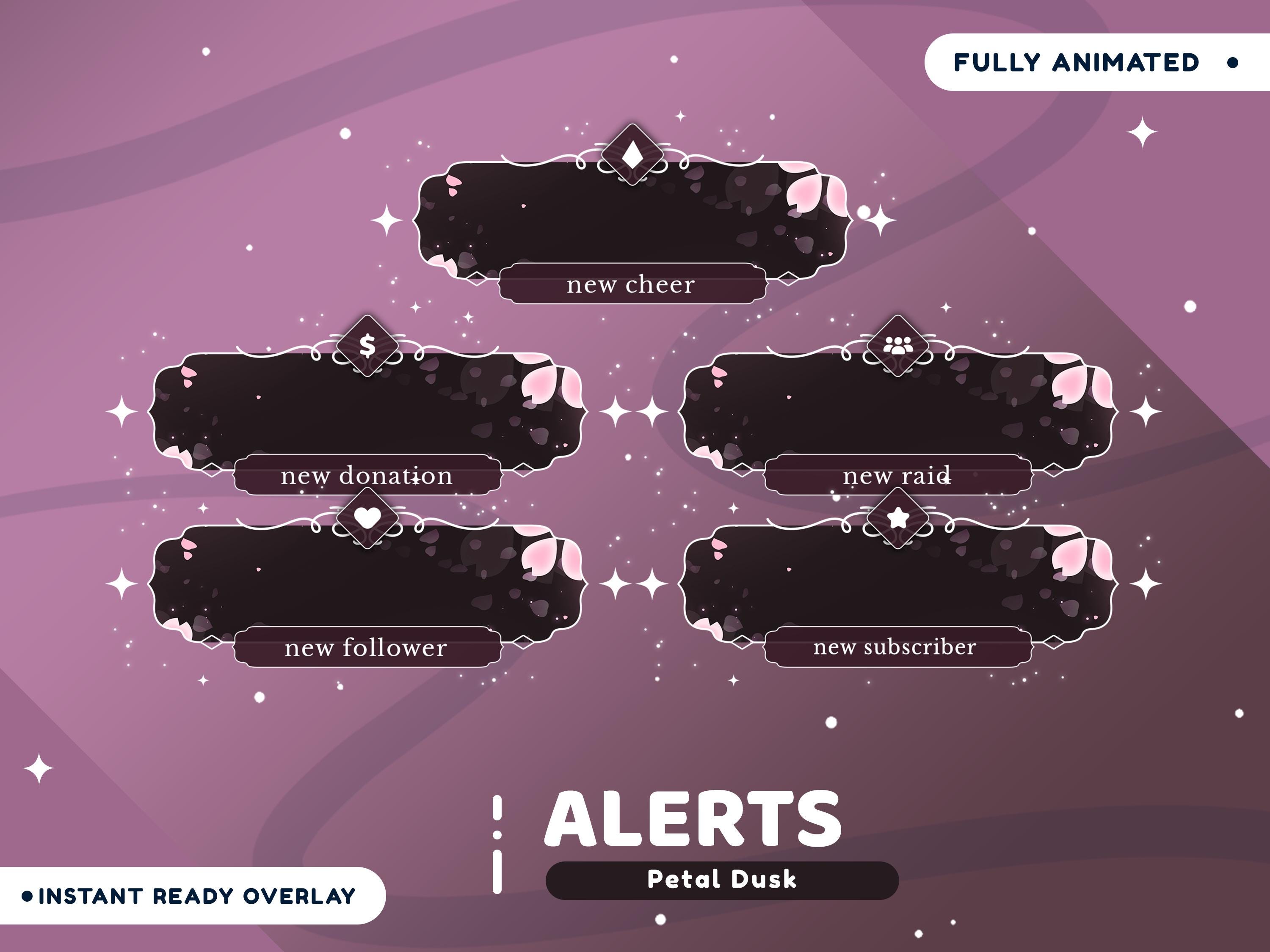Petal Dusk Animated Stream Alert Package for Twitch Bundle, Animation ...