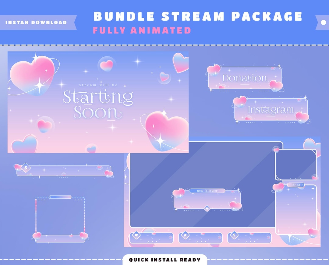 Cosmic Love Animated Stream Overlay Package for Twitch Bundle ...