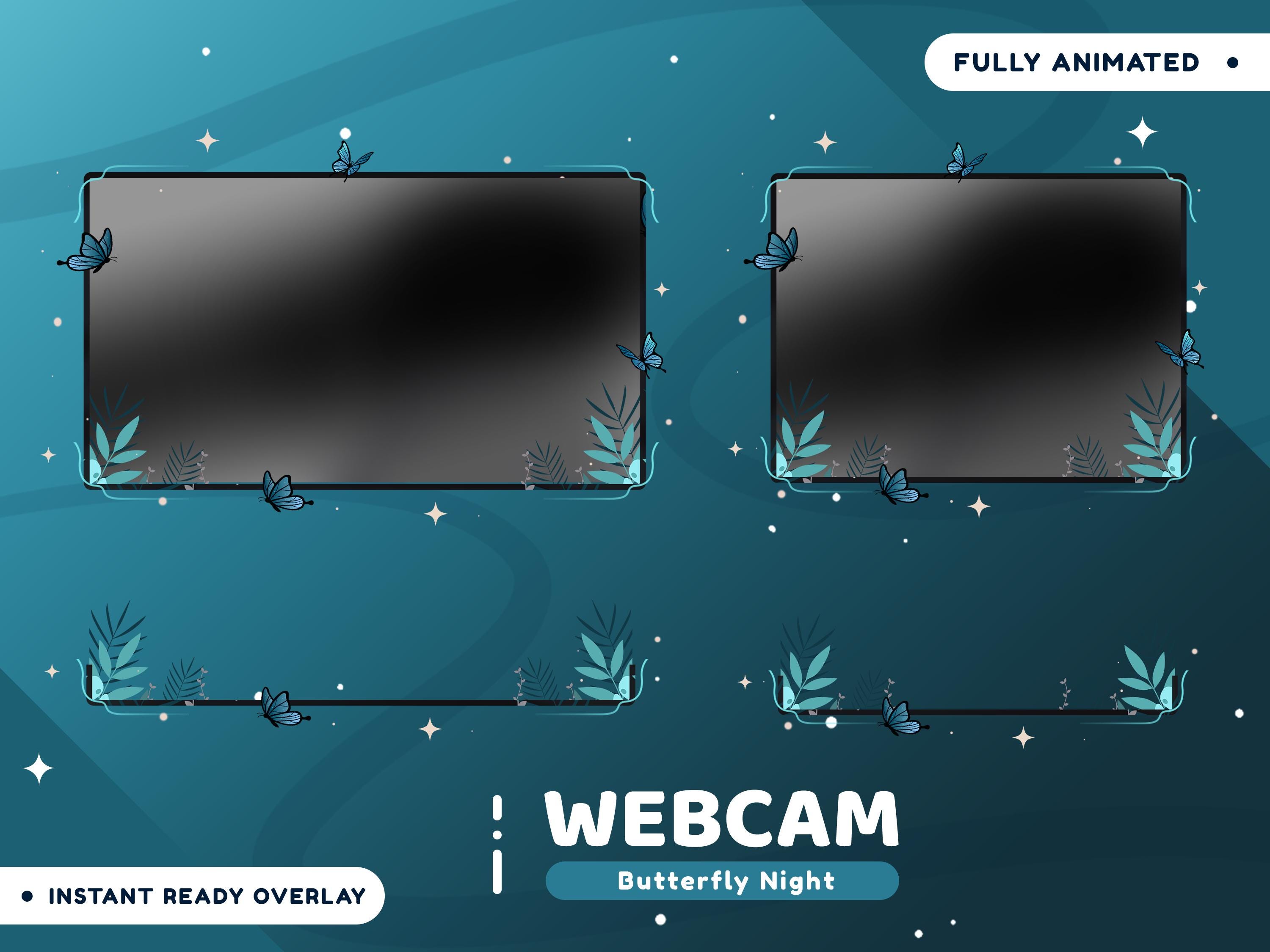 Butterfly Night Animated Stream Overlay Package for Twitch Bundle ...