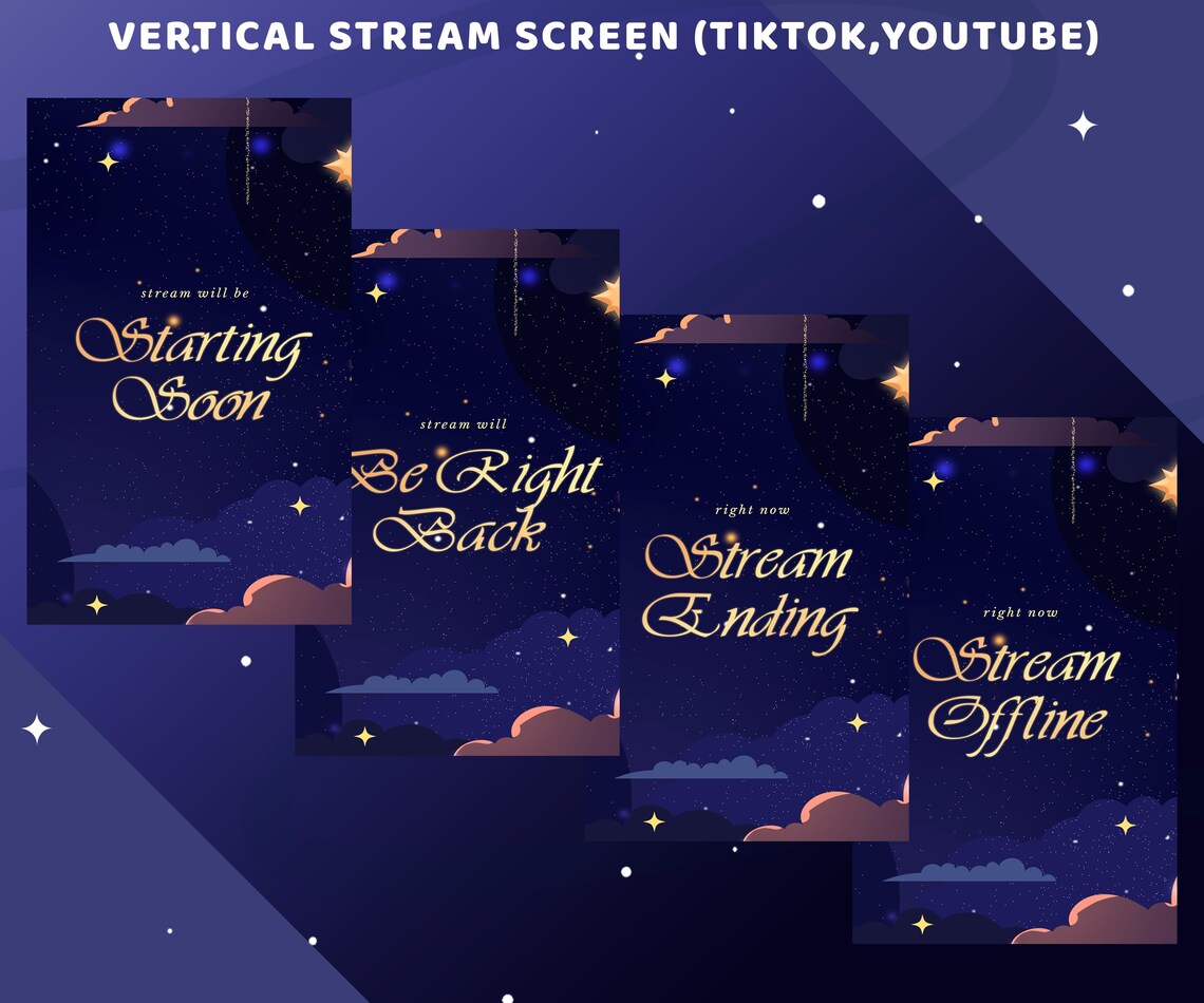 Noctyra Animated Stream Package for Tiktok, Vertical Overlay Night Sky ...