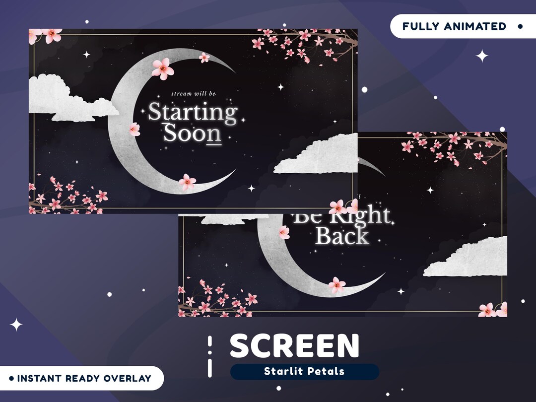 Starlit Petals Animated Stream Screen Package for Twitch, Cherry ...